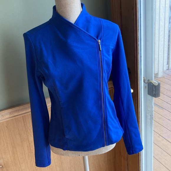 H by Halston | Jackets & Coats | H By Halston Royal Blue Zipup Crop ...